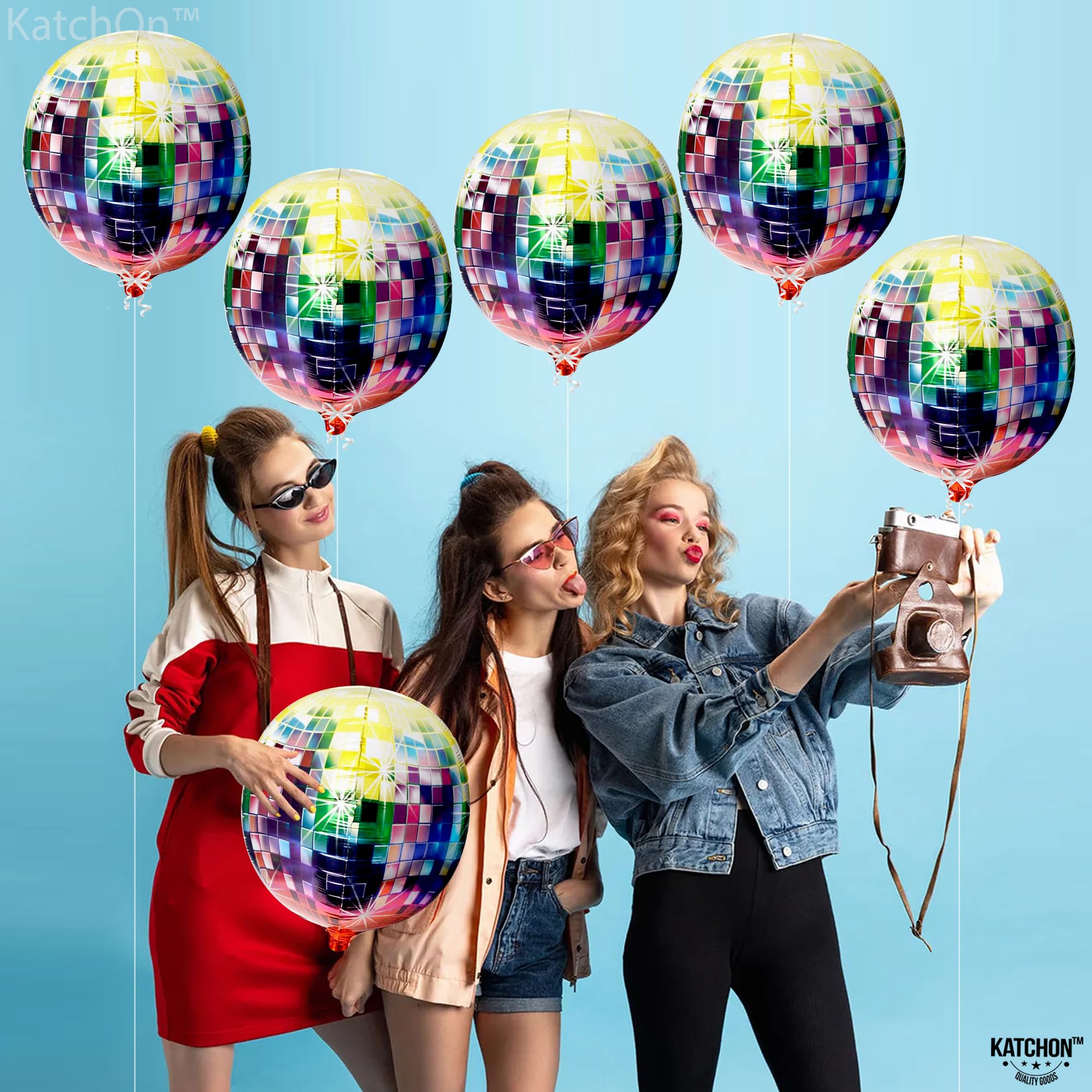 KatchOn, Jumbo Disco Ball Balloons - 22 Inch, Pack of 6 | 70s Party Decorations | Disco Party Decorations, 70s Decorations for Party | 80's party decorations | Disco Balloons, 90s party decorations