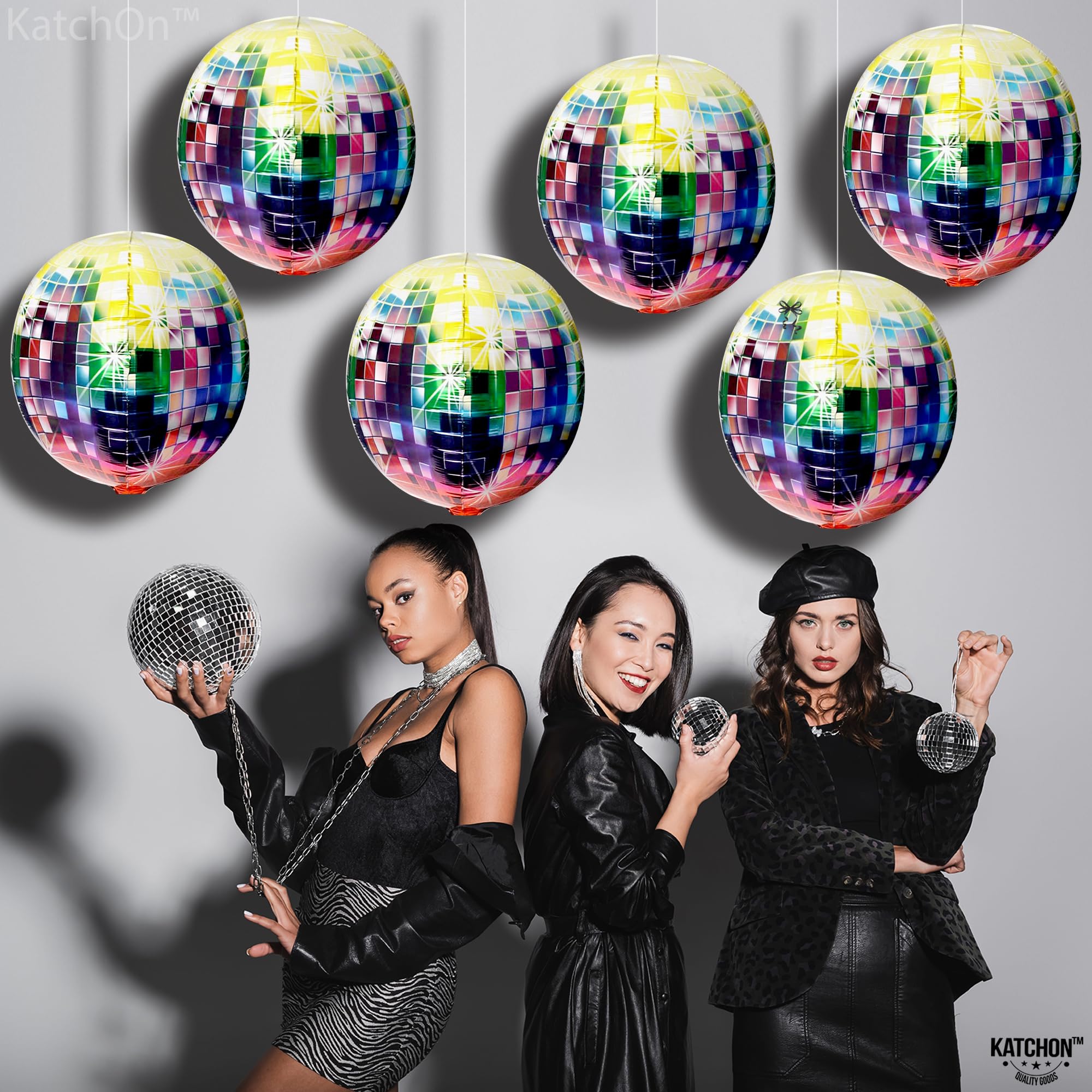 KatchOn, Jumbo Disco Ball Balloons - 22 Inch, Pack of 6 | 70s Party Decorations | Disco Party Decorations, 70s Decorations for Party | 80's party decorations | Disco Balloons, 90s party decorations