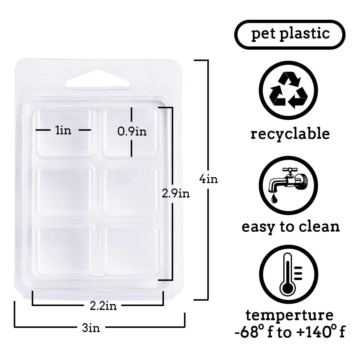 Wax Melt Molds 100 Pack Wax Molds Clear Plastic Wax Melt Clamshells