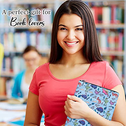 Book Sleeve Cute Dinosaur Book Covers for Paperbacks,Washable Fabric, Book Sleeves with Zipper, Medium 11 Inch X 8.7 Inch Dinosaur Gifts for Book Lover