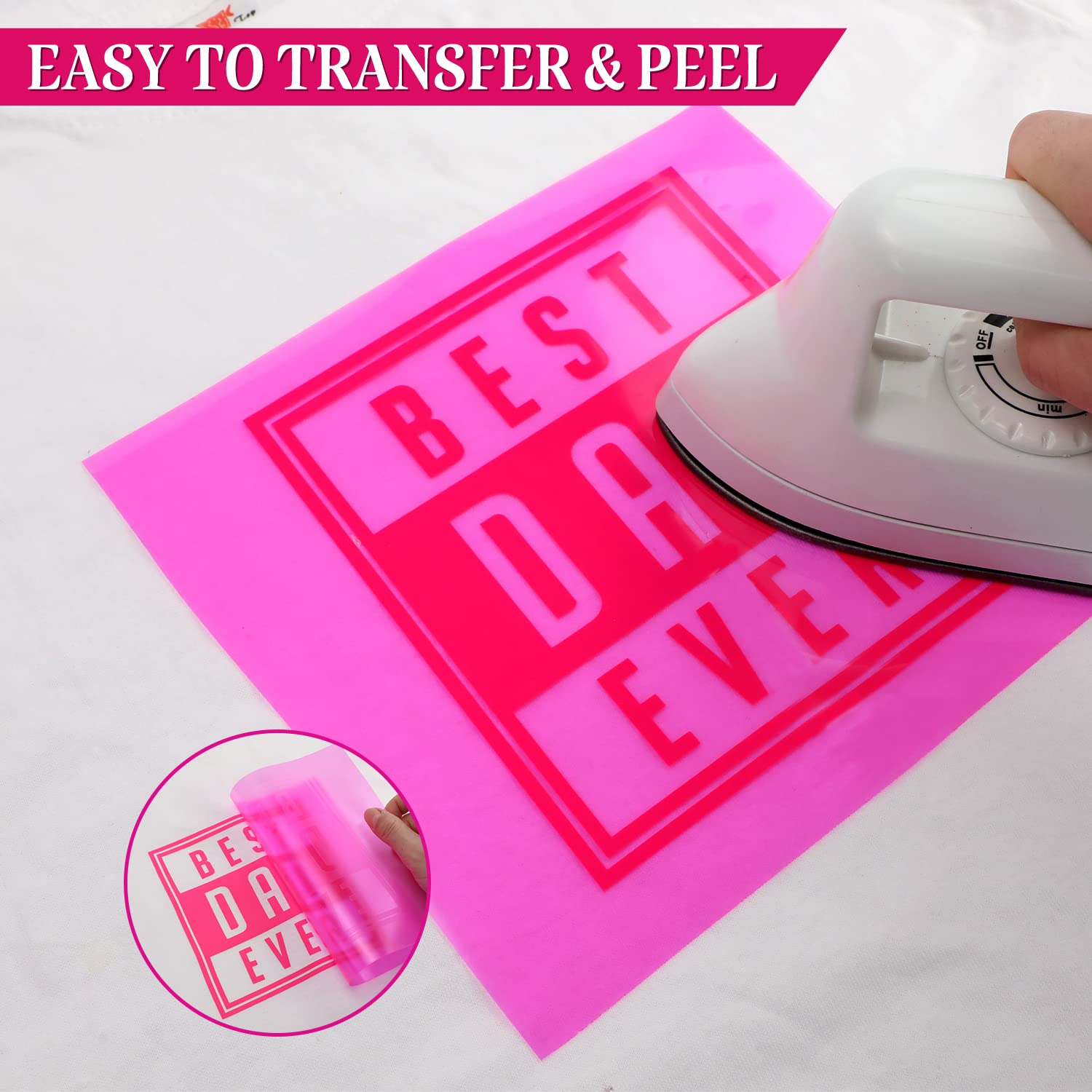HTVRONT HTV Vinyl Pink Heat Transfer Vinyl Roll - 12in x10ft PU Vinyl HTV Iron on Vinyl Easy to Cut & Weed for Heat Vinyl Design (Hot Pink)