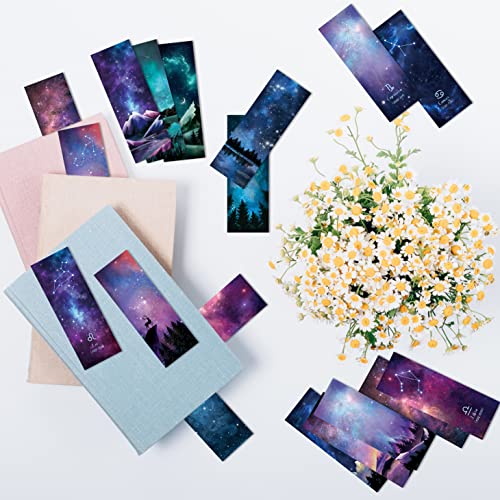 12 Pcs Personalised Space Starry Night Bookmarks, Bulk Book Marks for Women/Men, Unique Zodiac Constellaion Bookmark for Book Lovers, Cool Book Mark for Adults,Kids,Teachers,Students,Reading Present