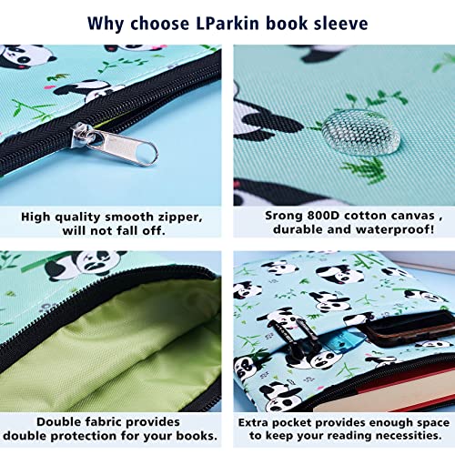 Book Sleeve Panda Book Protector, Book Covers for Paperbacks, Washable Fabric, Book Sleeves with Zipper, Medium 11 Inch X 8.7 Inch Bookish Gift