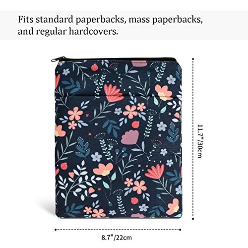 Book Sleeve Book Covers Book Protector Floral Printed with Zipper Washable Fabric for Teen Adult Book Lover Teacher Student(Medium,11 X 8.7 Inch)…
