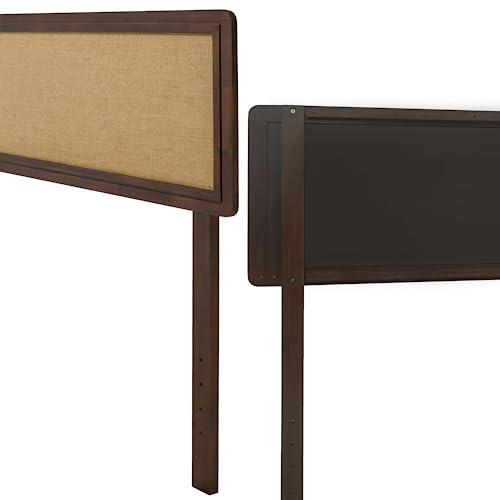 Bme Nipe Queen Headboard ONLY, Boho Bohemian Coastal Style with Solid Wood, Easy Assembly, Walnut