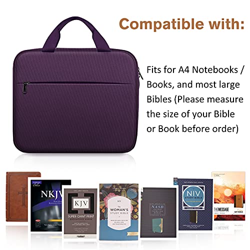 FINPAC Large Bible Cover, Carrying Book Case Church Bag Bible Protective with Handle and Zippered Pocket, Perfect Gift for Men Women Father Kids (Maroon)
