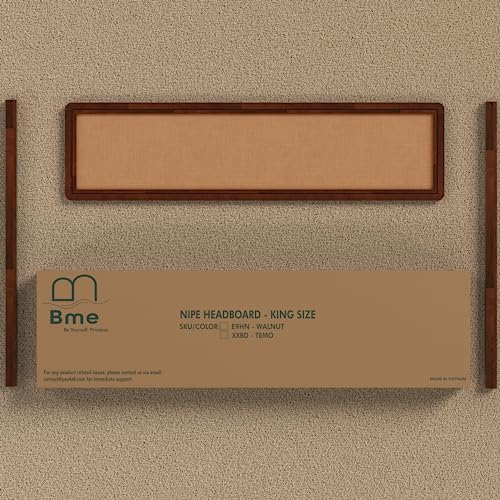 Bme Nipe Queen Headboard ONLY, Boho Bohemian Coastal Style with Solid Wood, Easy Assembly, Walnut