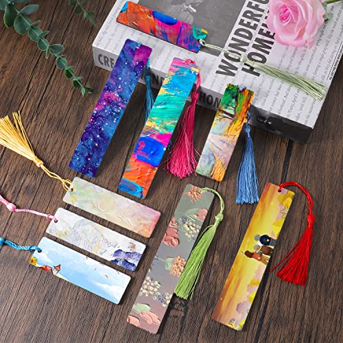 35 Pieces Sublimation Blank Bookmark, Heat Transfer Sublimation Bookmarks with Hole and 35 Pcs Colorful Tassels Graduation Gifts for DIY Bookmarks Crafts, Double Sided Sublimate