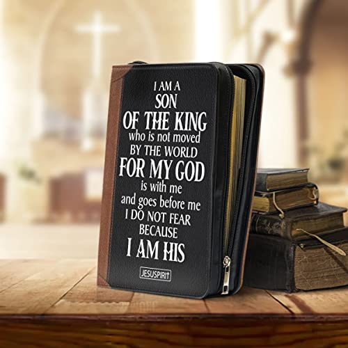 Jesuspirit Bible Case for Men - Christian Inspirational Scripture Gift, Father's Day Gifts - Personalized Leather Bible Cover for Men - Large, XLarge Size