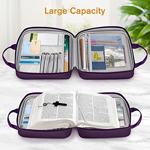 FINPAC Large Bible Cover, Carrying Book Case Church Bag Bible Protective with Handle and Zippered Pocket, Perfect Gift for Men Women Father Kids (Maroon)