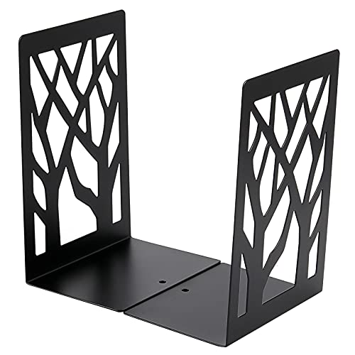 HAKZEON 16 Pack 8 Pairs 4.7 x 3.4 x 7 Inches Book Ends, Metal Bookends with Non-Slip Pads, Black Book Ends for Shelves, Decorative Bookends Supports