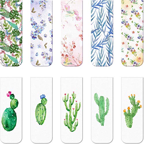 10 Pieces Magnetic Bookmarks Magnet Page Markers Assorted Book Markers Set for Students Reading (Cactus Syle, 2.3 x 0.8 Inch)