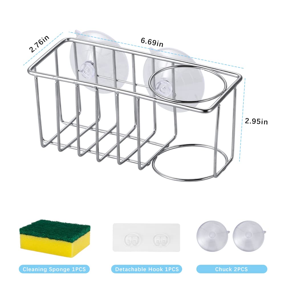 Vanleonet Sponge Holder Sink Caddy ,Sponge Holder for Kitchen Sink,Kitchen Sink Suction Holder for Sponges, Scrubbers, Soap, Kitchen, Bathroom