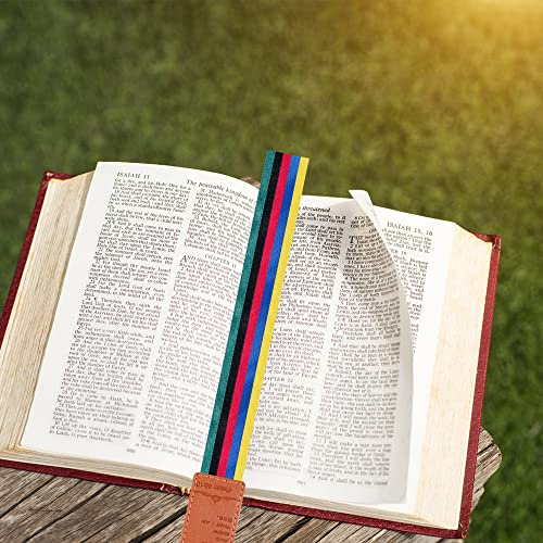 Gydandir 6 Pieces Bible Ribbon Bookmark Ribbon Markers Artificial Leather Bookmark with Colorful Ribbons for Books
