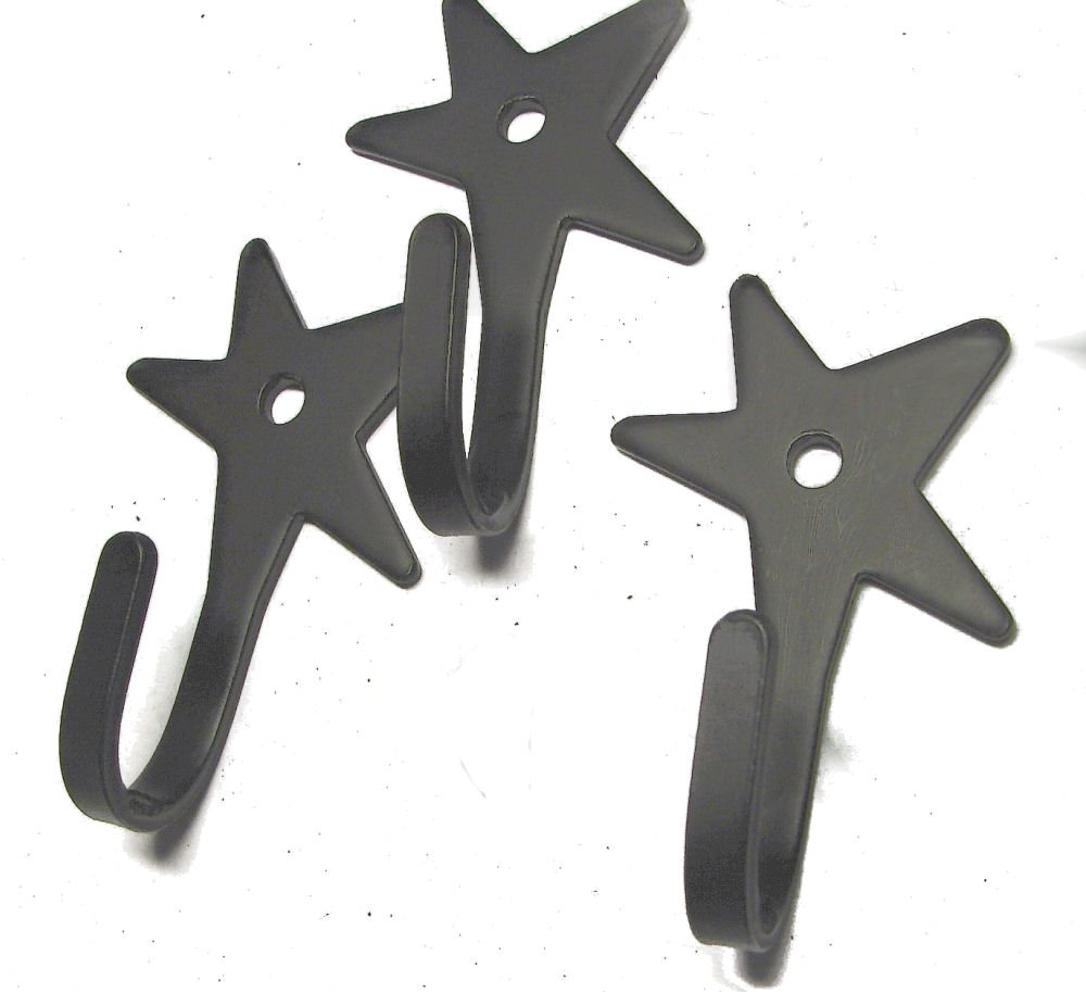 Wrought Iron Hook-Star Shaped-Lot of 3-Hand Made