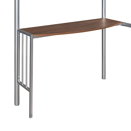 BOVZA Twin Size Loft Bed with Desk, Metal Bed Frame with Ladder and Guardrails, for Kids Teens Adults, Silver