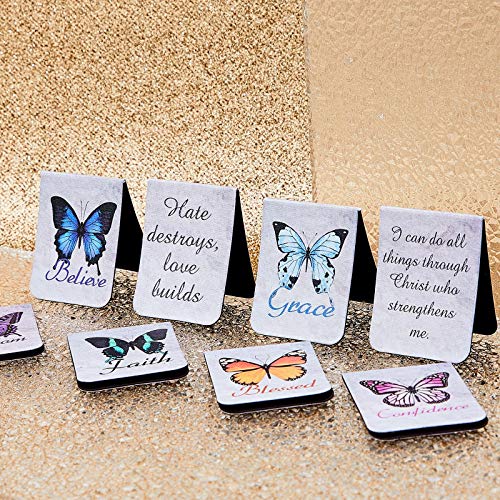 12 Pieces Butterfly Magnetic Bookmarks Inspirational Quotes Magnetic Bookmarks Magnet Page Markers Assorted Book Markers Set for Students Teachers School Home Office Supplies