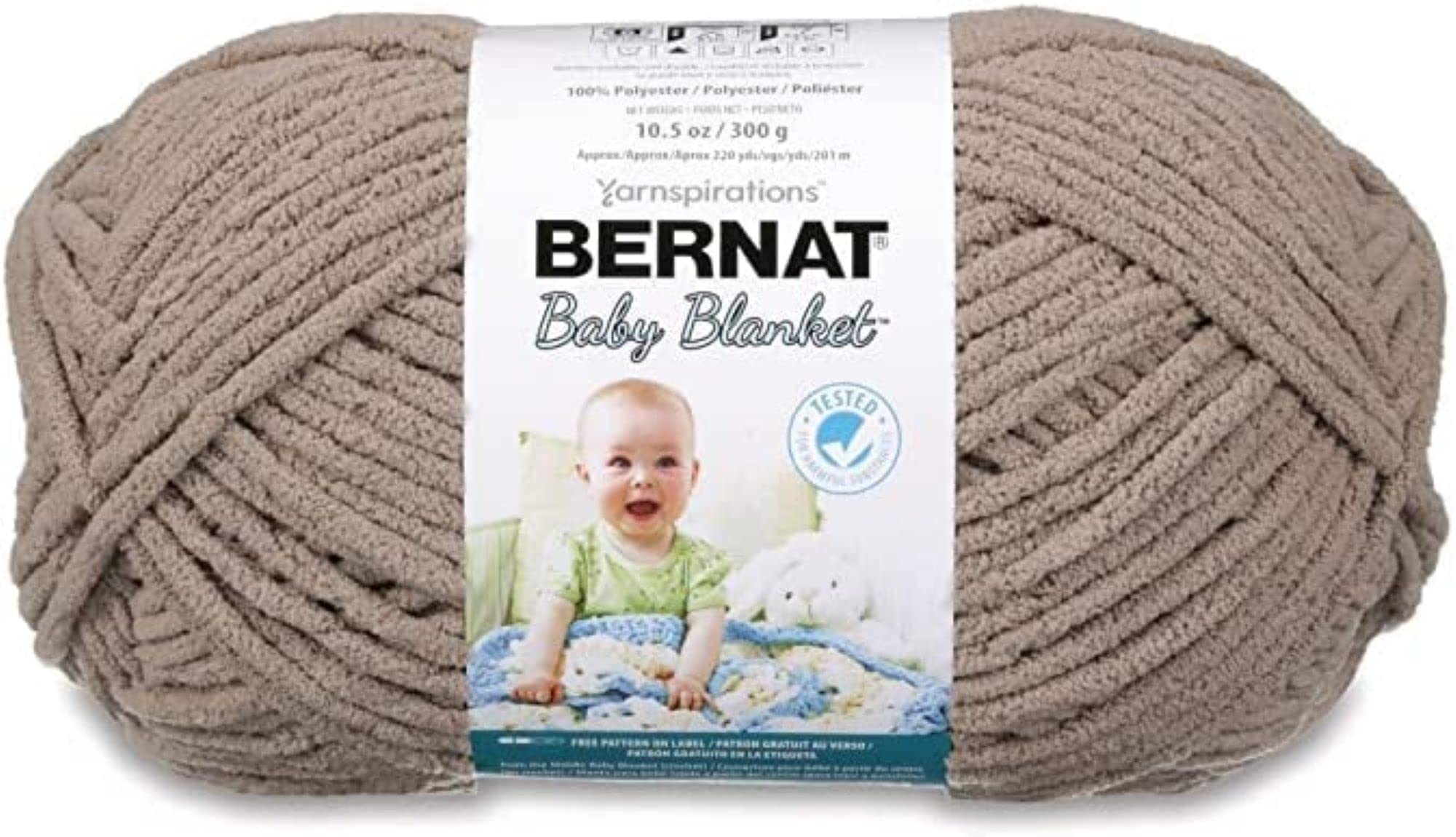 Bernat Baby Blanket BB Baby Sand Yarn - 1 Pack of 10.5oz/300g - Polyester - #6 Super Bulky - 220 Yards - Knitting/Crochet