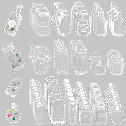 120 Pieces Mixed Size Transparent Dried Flower Bookmarks Kit Cute Bottle Shaped Flower Bookmark Maker Handmade DIY Transparent Floral Page Clear Floral Bookmark Point Tweezer Hole Punch