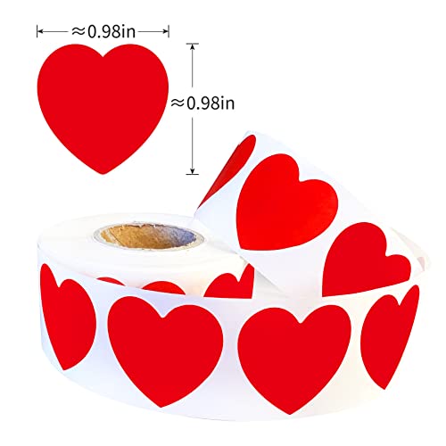 GAGANICE 500pcs Heart Sticker Labels,Gift Stickers, Office Markers, Books, Student Rewards, Bookmarks,0.98 in(Red)
