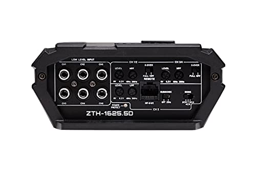 Hifonics ZTH-1625.5D Zeus Theta Compact Five Channel Car Audio Amplifier (Silver) – Class D Amp, 1600-Watt, Onboard Electronic Crossover, Built-in Bass Control, Bridgeable, Bass Remote Included