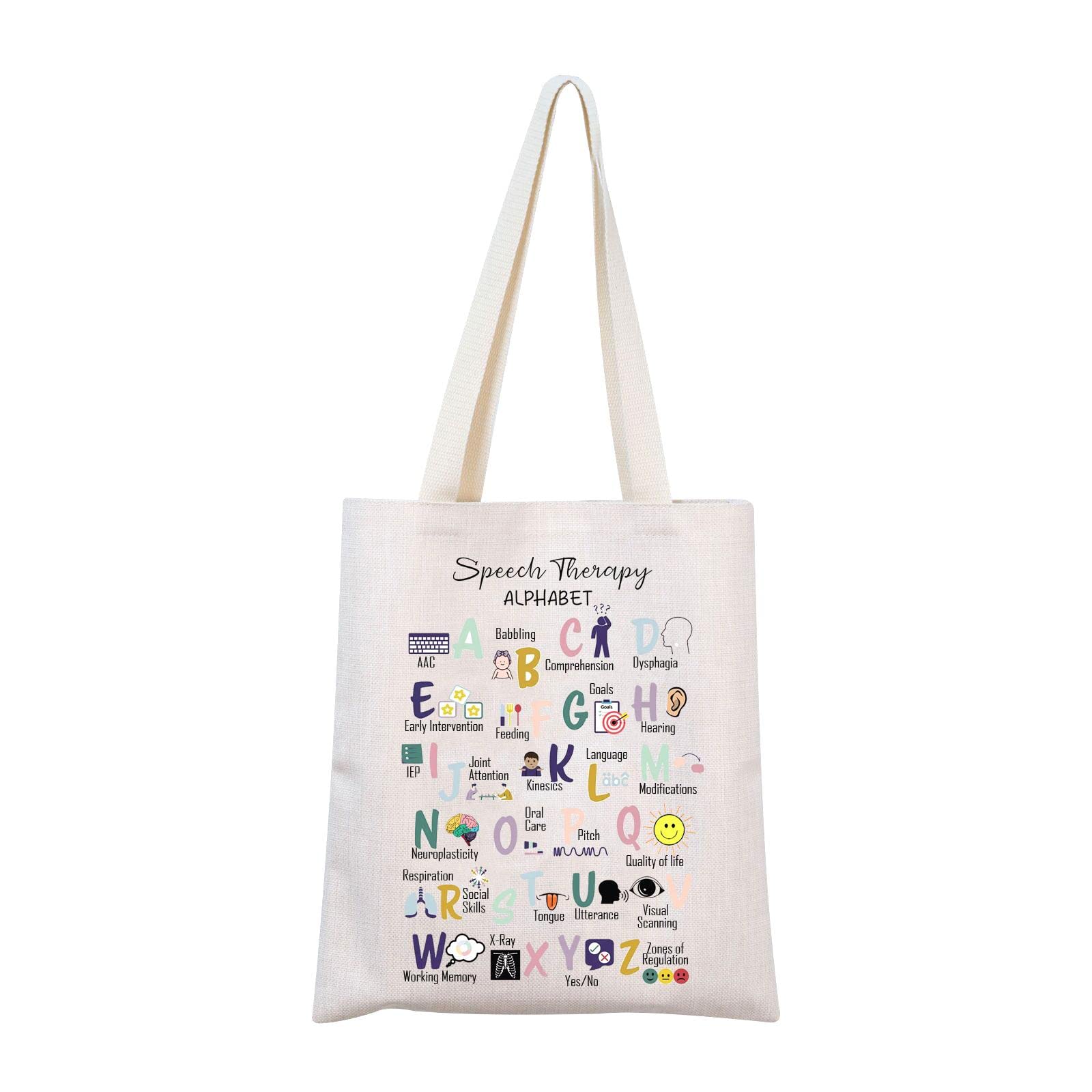 MNIGIU Speech Therapy Tote Bag SLP Gift SLP Thank You Gift Speech Language Pathologist Gift SLP Graduation Gift (Shopping Bag)