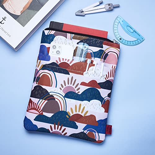 Whimsical Clouds Book Sleeve, Book Covers for Paperbacks, Washable Fabric, Book Sleeves with Zipper, Medium 11 X 8.5 Inch