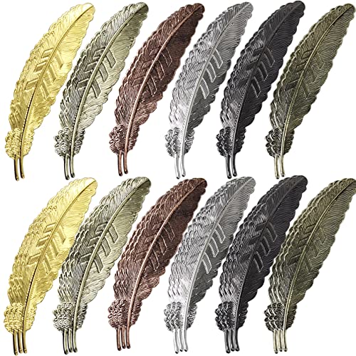 GXXMEI 30PCS Feather Metal Bookmarks Feather Bookmarks Feather Shaped Bookmarks Vintage Feather Metal Bookmarks
