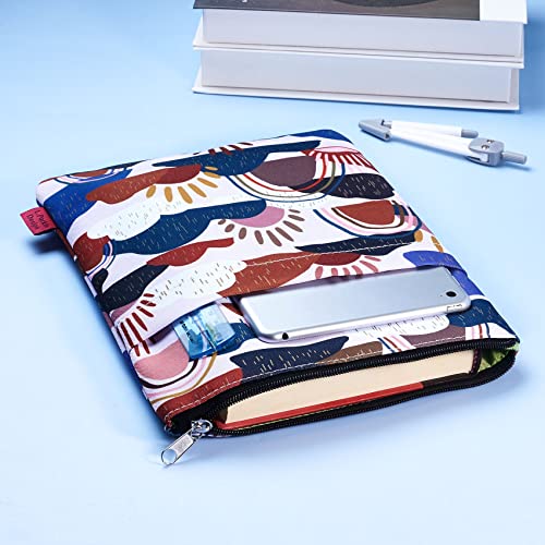 Whimsical Clouds Book Sleeve, Book Covers for Paperbacks, Washable Fabric, Book Sleeves with Zipper, Medium 11 X 8.5 Inch