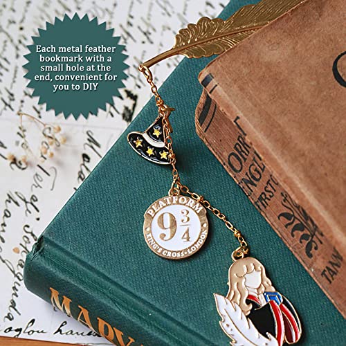 GXXMEI 30PCS Feather Metal Bookmarks Feather Bookmarks Feather Shaped Bookmarks Vintage Feather Metal Bookmarks