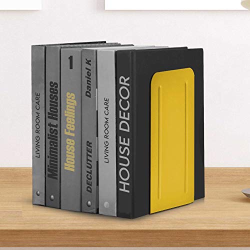 Acrimet Jumbo Premium Metal Bookends 9" (Heavy Duty) (Yellow Color) (1 Pair)