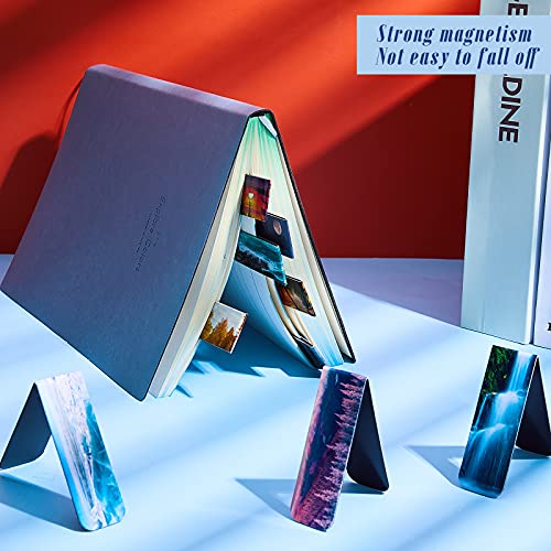 Magnetic Book Markers Adventure Magnetic Bookmarks Magnet Page Markers Set Assorted Book Marks for Students Reading, Landscape (12 Pieces)