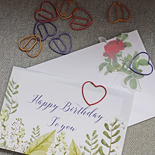 Heart Paper Clips, Cute Love Heart Bookmark Clips, Red Love Heart Shaped Paper Clips ( Red,50 PCS )