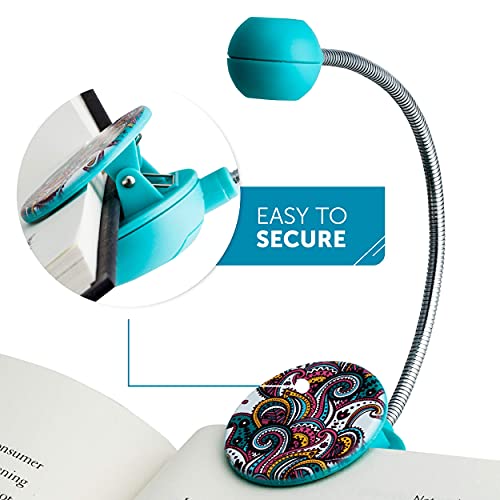 WITHit Clip On Book Light – Paisley Pattern – LED Reading Light with Clip for Books and eBooks, Reduced Glare, Portable and Lightweight, Cute Bookmark Light for Kids and Adults, Batteries Included