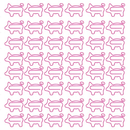 RAYNAG 50 Pieces Cute Pig Shaped Small Paper Clips Bookmark Clips for Office School Home ,Pink