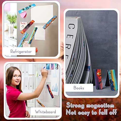 24 Pieces Magnetic Book Markers Adventure Magnetic Bookmarks Book Markers for Women Magnet Page Markers Set Book Marks for Book Lovers Assorted Book Marks for Students Reading, Teachers, Landscape
