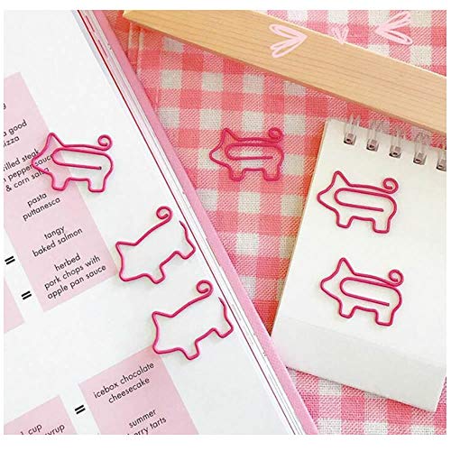 RAYNAG 50 Pieces Cute Pig Shaped Small Paper Clips Bookmark Clips for Office School Home ,Pink