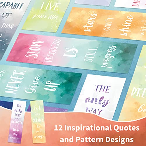 12 PCS Inspirational Bookmarks for Women Men, 12 Styles Encouraging Bookmarks for Kids Students, Positive Bookmarks Bulk for Reading Lovers Teachers School Home