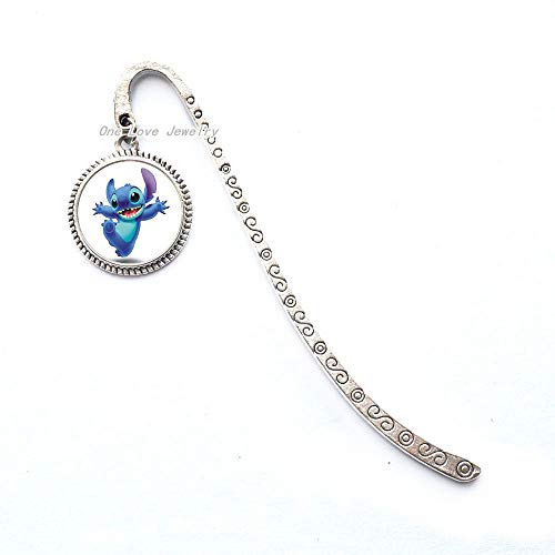 New Cartoon Handmade Fashion Jewelry Blue Stitch Bookmark Glass Dome Bookmarker Bookmark Gifts,TAP182