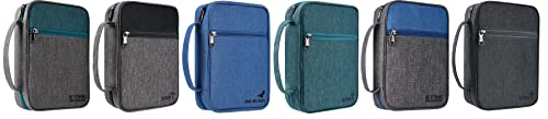 Bible Cover Case with Handle, Front Pockets and Christian Cross Bookmark Sets for Men (Standard-2)