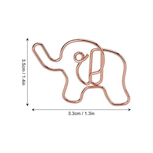 20Pcs Cute Elephant Shaped Paper Clips,Rose Gold Journal Paper Clips Metal Bookmark Clips Office Supplies with Storage Box for Document Organizing