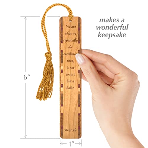 Aristotle Excellence Quote, Engraved Wooden Bookmark - Also Available with Personalization - Made in USA