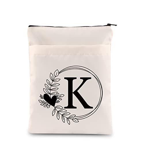 HOLLP Alphabet Book Cover A/C/J/K/M/Letter Initial Waterproof Zipper PouchInitial English Book Sleeve(K-Book Sleeve)