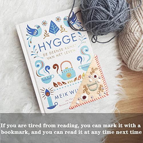 Personalized Hand Embroidered Corner Bookmark, Unique Corner Page Bookmarks for Women Personalized Book Lovers Gifts, 26 Letters Cute Flower Embroidered Funny Felt Book Markers for Reading, Spring D