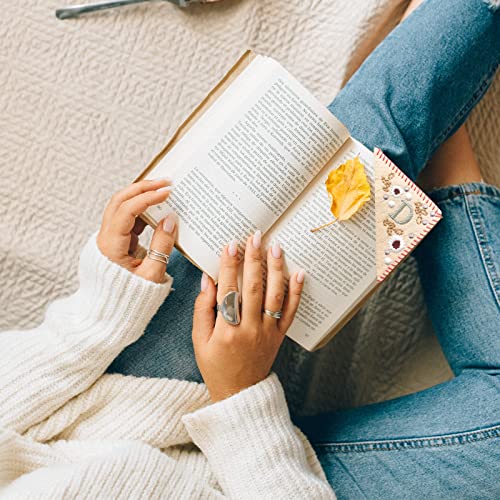Personalized Hand Embroidered Corner Bookmark, Unique Corner Page Bookmarks for Women Personalized Book Lovers Gifts, 26 Letters Cute Flower Embroidered Funny Felt Book Markers for Reading, Spring D