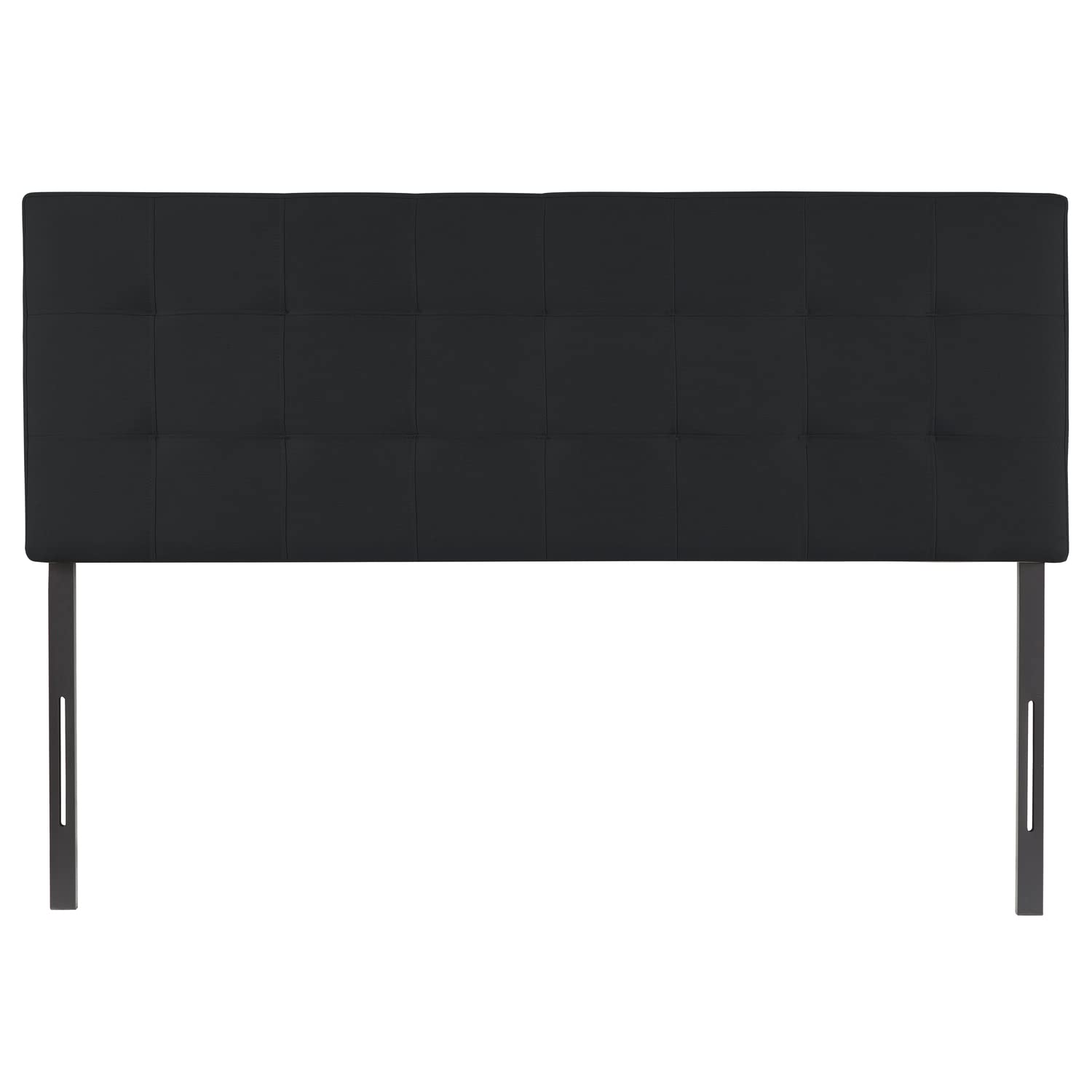 Jessenia Queen Headboard Only, Height Adjustable Bed Headboard Queen Size, Square Tufted Headboard Queen Size with 12 Positions, Metal Legs, Wall/Bed Mount, Linen Fabric Headboard Queen, Black