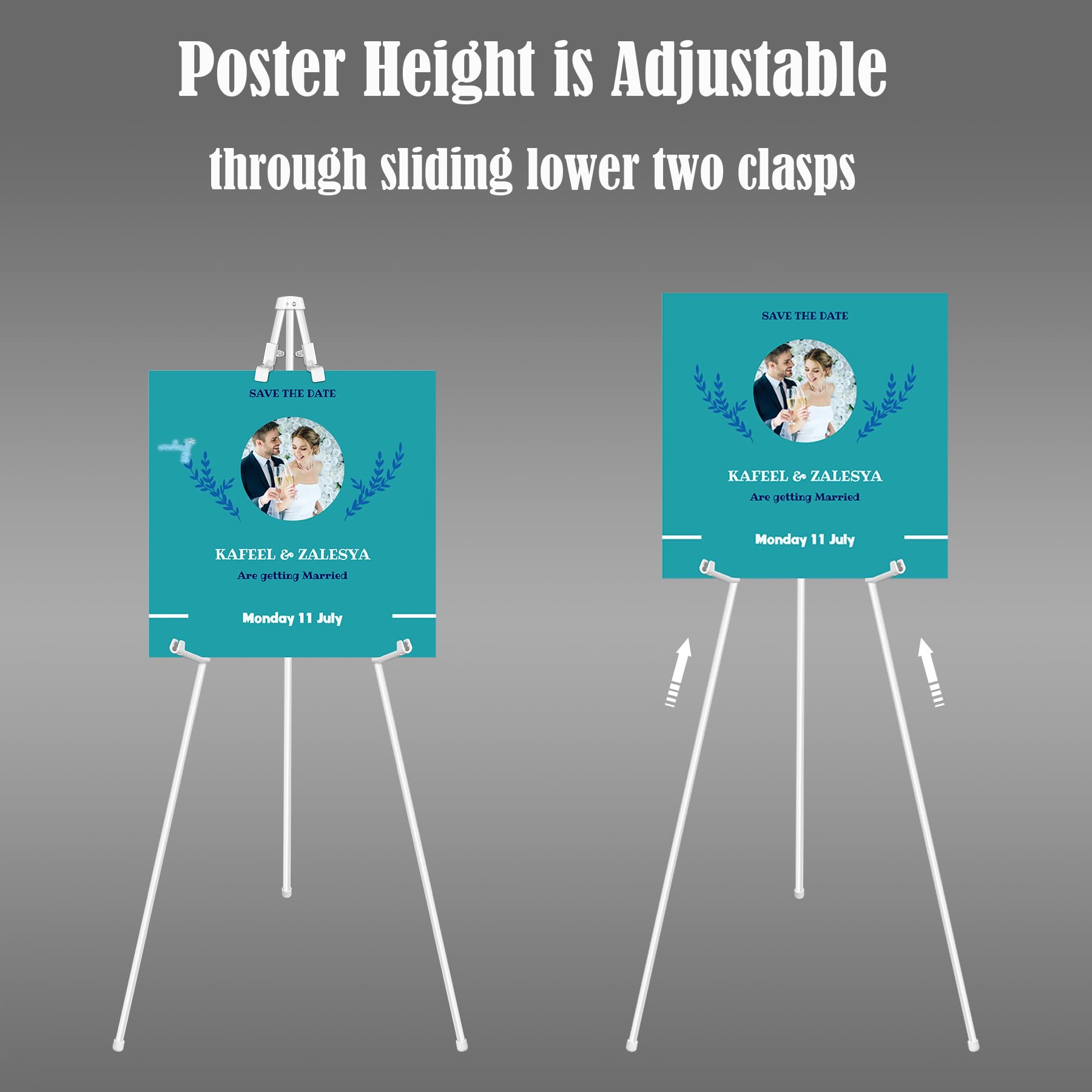 63" Instant Easels Stand for Wedding Sign & Posters,Adjustable Metal Easels for Display Painting Canvas,Folding Tripod with Portable Bag by JoyYeux,Black 1Pack