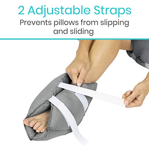 Xtra-Comfort Heel Protector Cushion (Pair) - Foot Boot for Swollen Feet, Sore Ankles, Pressure Ulcers, Sleeping and Recovering Post Surgery - Elevator Leg Rest Protection for Pain Relief - Washable