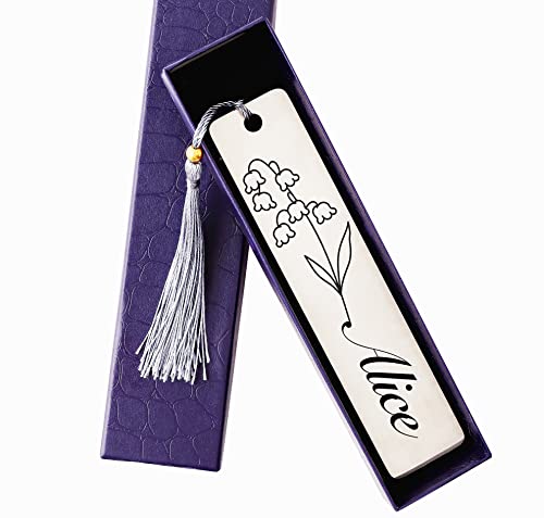 Customize Birth Flower Name Bookmarks, Personalized Custom Metal Bookmarks Gifts for Women Girls Girlfreind (Custom Metal Bookmarks)