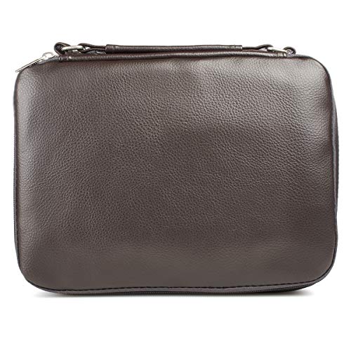 Christian Art Gifts Faux Leather Bible Cover for Men and Women | Ichthus Jesus Fish Emblem Zippered Two-Fold Organizer Case for Bible or Book w/Handle